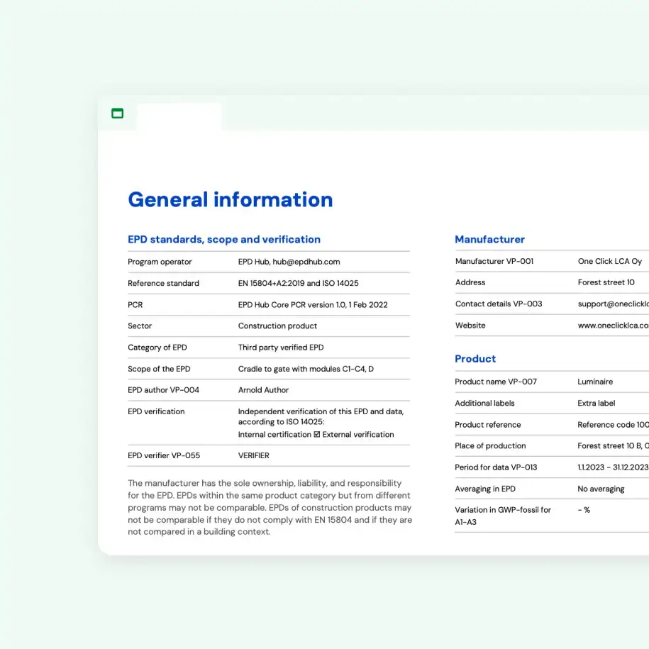 Concrete EPD Generator | One Click LCA